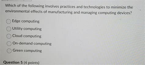 Solved Which Of The Following Involves Practices And Chegg