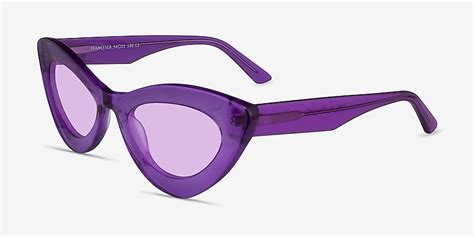 Francesca Cat Eye Crystal Purple Frame Sunglasses For Women