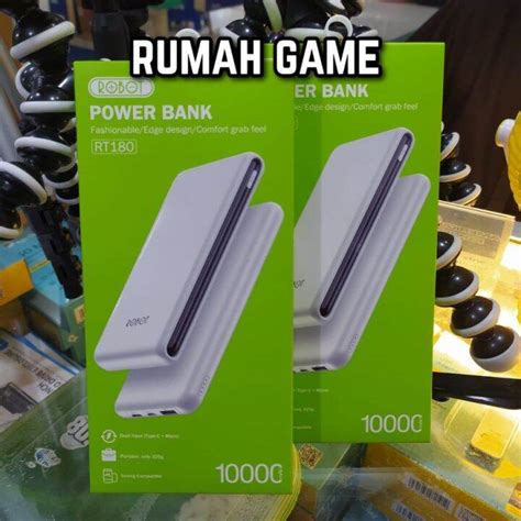 PowerBank ROBOT 10000mAh RT180 Dual Input Port TypeC Micro USB Putih