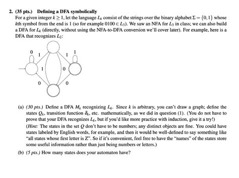 Solved Pts Defining A DFA Symbolically For A Given Chegg Com