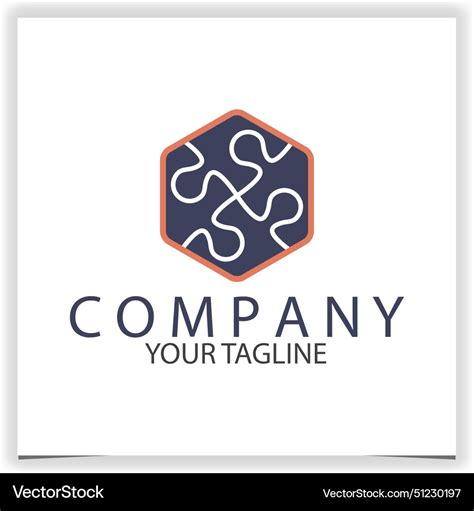 Hexagon Puzzle Logo Design Template Royalty Free Vector
