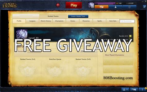 Free Unranked Level 30 Lol Account Giveaway Epicnpc