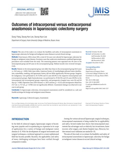 Outcomes Of Intracorporeal Versus Extracorporeal Anastomosis In