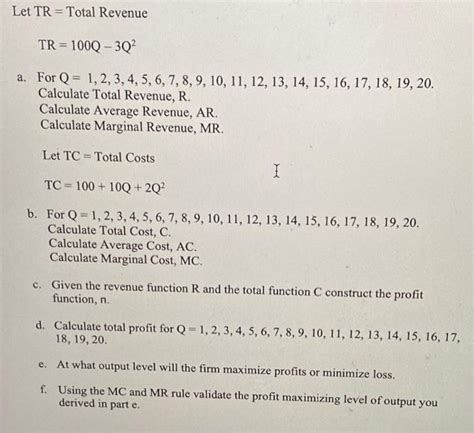 Solved Let TR Total Revenue TR 100Q3Q2 A For Chegg
