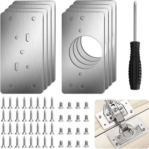Plaque Réparation Charnière 8 Darmoire Acier Inoxydable Kit Cdiscount Bricolage
