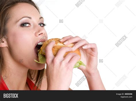 Girl Eating Burger Image And Photo Free Trial Bigstock