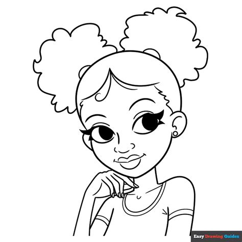 Black Anime Girl Coloring Page Easy Drawing Guides 52 Off