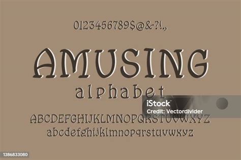 재미있는 세리프 글꼴 대문자 및 소문자 숫자 및 문장 부호의 만화 알파벳 0명에 대한 스톡 벡터 아트 및 기타 이미지 0명 갈색 개체 그룹 Istock