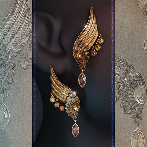 Gold Wings Earrings Finished Projects Blender Artists Community