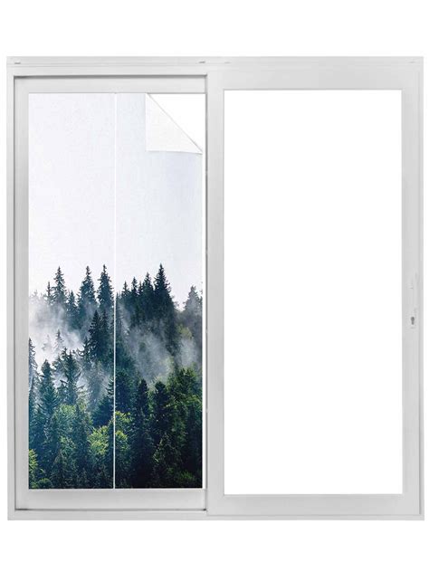 Green Forest Window Privacy Film Natural Landscape Modern Abstract Art