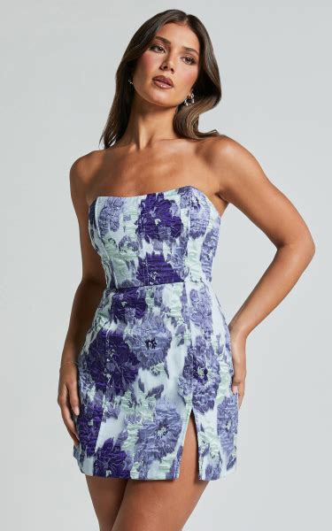 Brailey Mini Dress Strapless Dress In Orange Jacquard