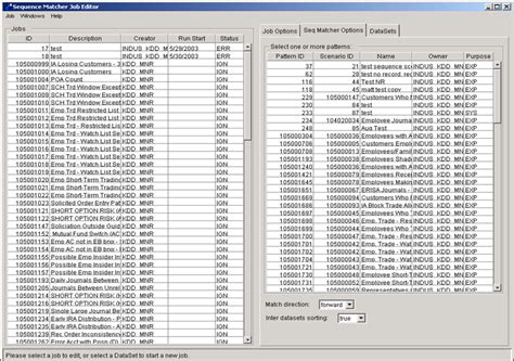 Seq Matcher Options Tab