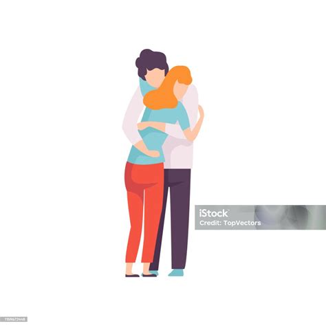 젊은 남자와 여자 포옹 사랑 행복 한 로맨틱 커플 에 사랑 벡터 일러스트 안기에 대한 스톡 벡터 아트 및 기타 이미지 안기 사람들 여자 Istock