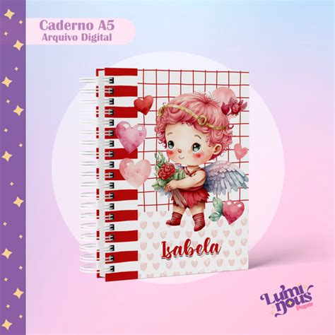 Arquivo Digital Caderno Pautado Anjo Vermelho Luminous Paper