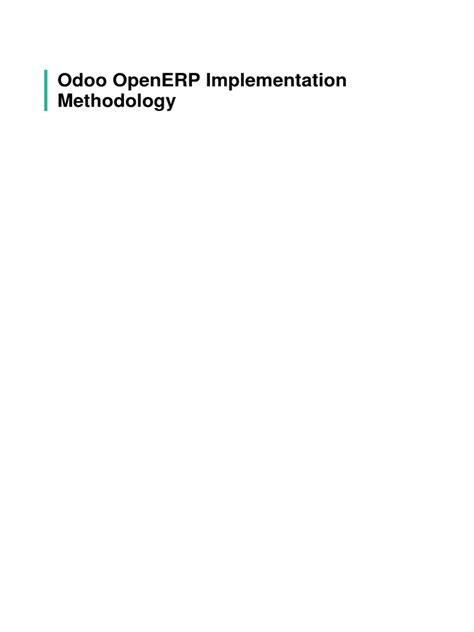 A Comprehensive Odoo Implementation Methodology Outlining The Key Project Stages And Activities