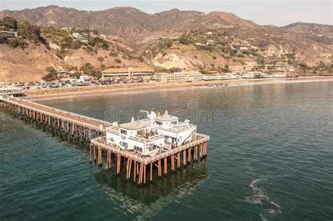 Aerial Of Historic Malibu Pier Pacific Coast Highway And The Santa