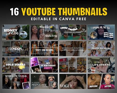 16 Youtube Thumbnails Templates Youtube Thumbnail Diy Branding Kit