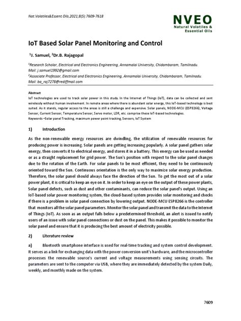Iot Based Solar Panel Monitoring And Control J Samuel Drb Rajagopal Pdf Arduino