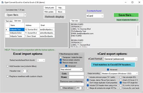 Opal Convert Excel To VCard To Excel Download Softpedia