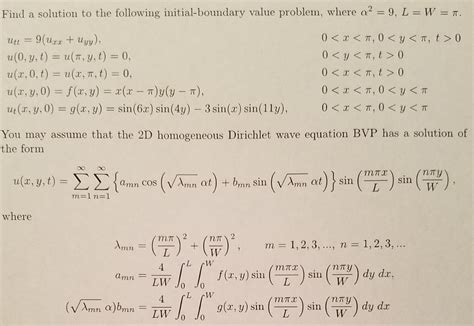 Solved Find A Solution To The Following Initial Boundary