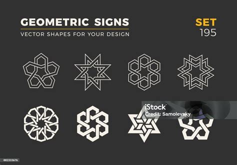 세트 8 최소한의 유행 모양입니다 세련 된 벡터 디자인에 대 한 엠 블 럼입니다 간단한 기하학적 표시 컬렉션입니다 0명에 대한