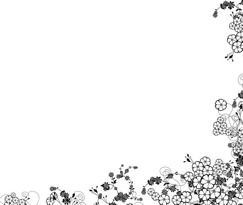 白黒モノクロの花のイラストフリー素材ライン線コーナー用No 892白黒葉コーナー