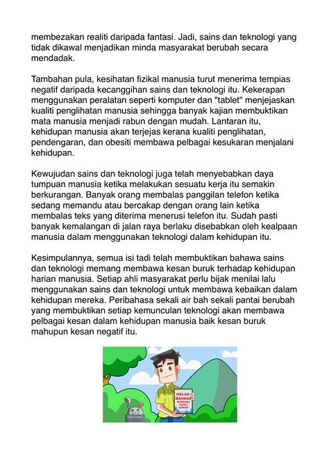 Kebaikan Sains Dan Teknologi Karangan Kebaikan Ciptaan Sains Dan Teknologi Worksheet Limnas