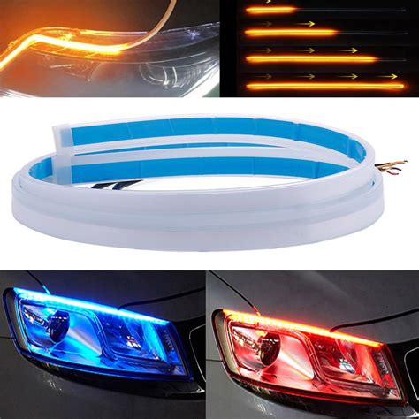 BAGUER 2Pcs 60cm Slim Sequential Flexible Led for Drl Turn Signal Strip ...