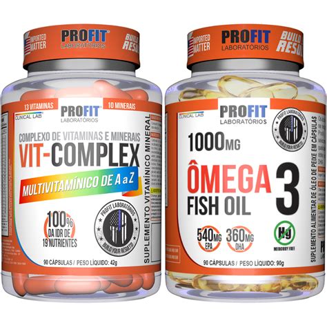 Multivitamínico Vit Complex Pote 90 Cápsulas Ômega 3 1000mg Pote 90