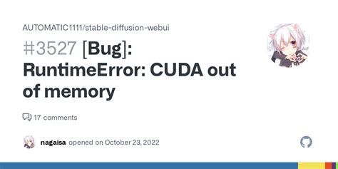 Bug RuntimeError CUDA Out Of Memory Issue 3527 AUTOMATIC1111