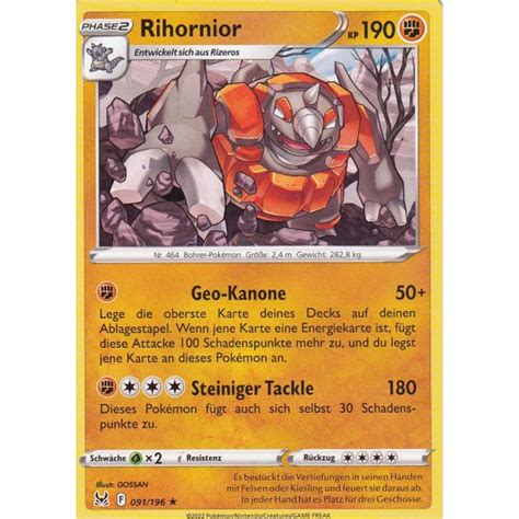 Rihornior 091 196 Verlorener Ursprung Pokemon Karte Kaufen