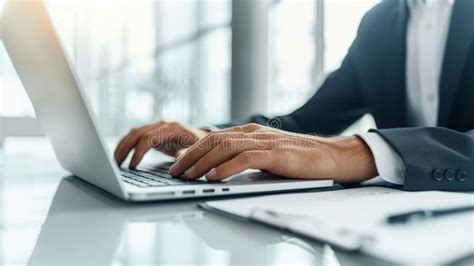 Close Up Of Hands Typing On Laptop Keyboard With Open Web Browser For