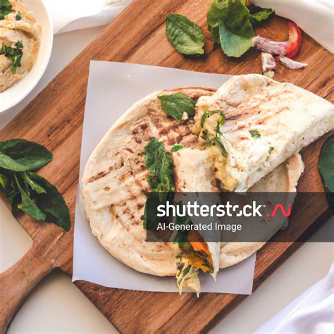 High Angle Photorealistic Image Open Mediterranean Pita Ai Generated