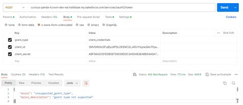 Rest Api Unable To Get Access Token Via Client Credentials Flow