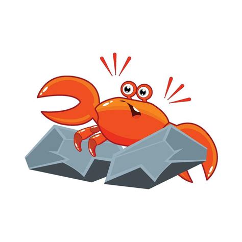Crab Character With Stone Illustration Vector Art At Vecteezy