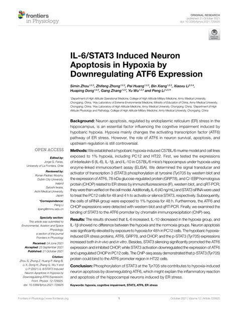 Pdf Il 6stat3 Induced Neuron Apoptosis In Hypoxia By Downregulating