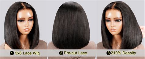 Arabella Hair 5x6 Bob Wig Human Hair Real 210 Density