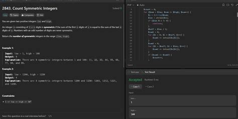 2843 Count Symmetric Integers Dev Community