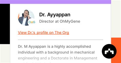 Dr Ayyappan Director At Ohmygene The Org