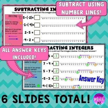 Subtracting Integers Using Integer Chips And Number Lines DIGITAL Activity