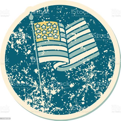 미국 국기의 상징적 인 고민 스티커 문신 스타일 이미지 0명에 대한 스톡 벡터 아트 및 기타 이미지 0명 그런지 이미지