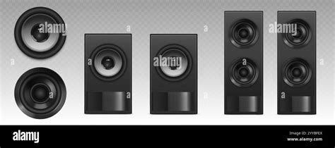 Black Audio Speaker Systems Of Different Configurations Single Round