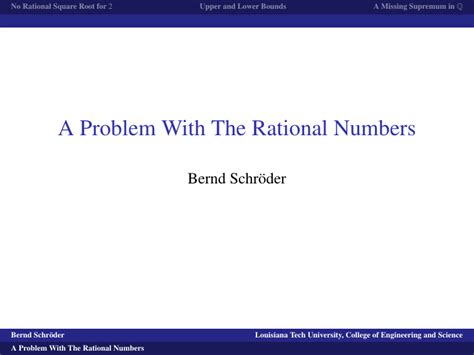 A Problem With The Rational Numbers