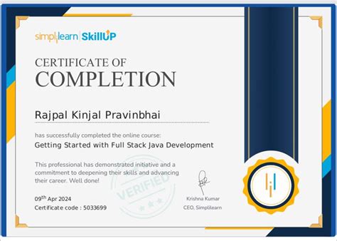 Kinjal Rajpal On Linkedin I Have Successfully Completed The Full Stack Java Development Course