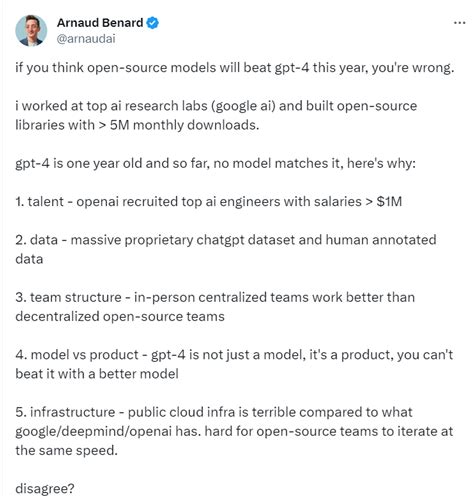 If You Think Open Source Models Will Beat Gpt 4 This Year Youre Wrong