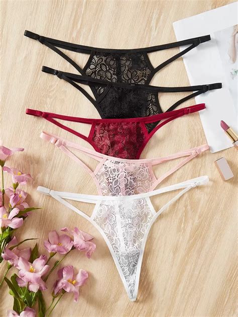 Plus 5pack Floral Lace Cut Out Sexy Lingerie Panty Set Shein Eur