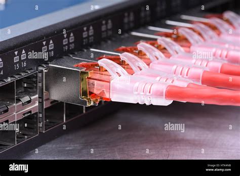 Technology Devices Network Switch With Patch Cord Cables Closeup Stock Photo Alamy