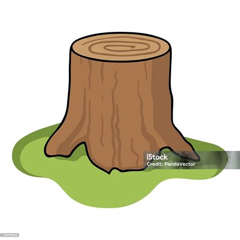 Icône De Souche Darbre Dans Le Style De Dessin Animé Isolé Sur Fond
