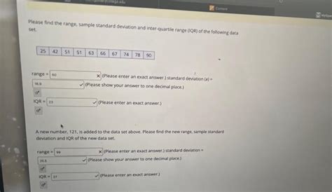 solved please find the range sample standard deviation and