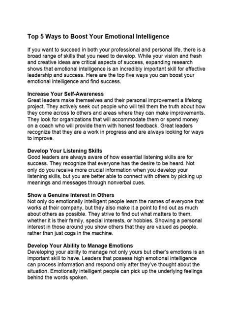 Top 5 Ways To Boost Your Emotional Intelligence Download Free Pdf